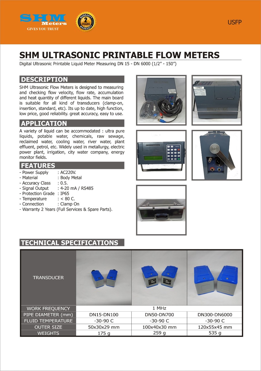 Jual SHM Ultrasonic Printable Flow Meter Surabaya | Mitra Usaha Mandiri