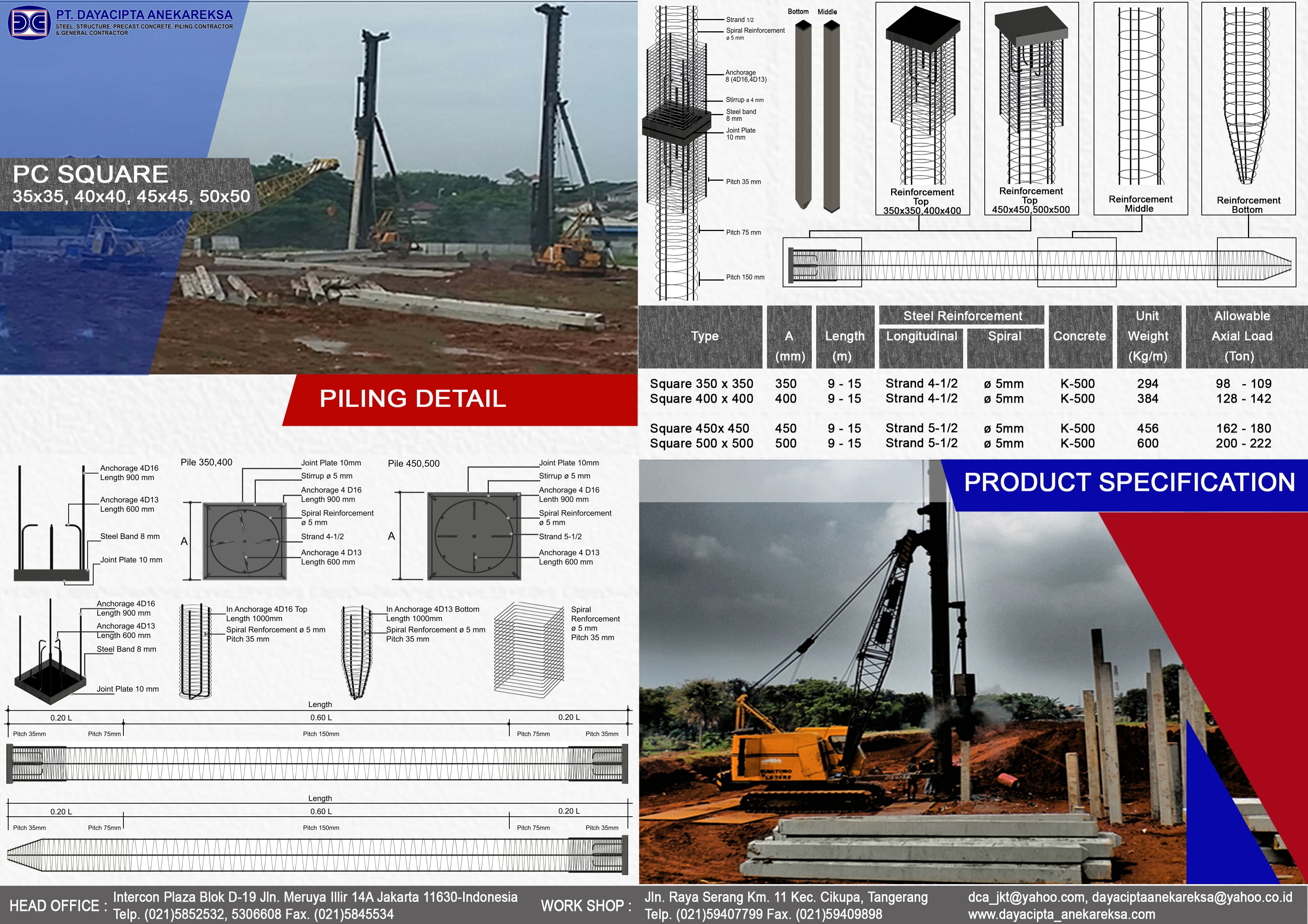 Sell Pc Square Pile / Tiang Pancang Square / Beton pracetak | Dayacipta ...